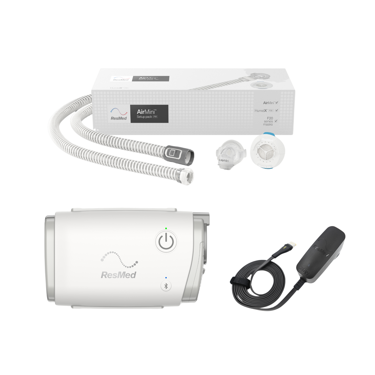 Airmini Autoset Travel CPAP Machine + AirMini F20 Full face Mask Set-u ...